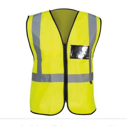ECONO LIME REFLECTIVE VEST WITH ZIP&ID POUCH | FTS Safety
